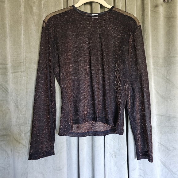 Tops | 9s Sheer Metallic Bronze Top | Poshmark